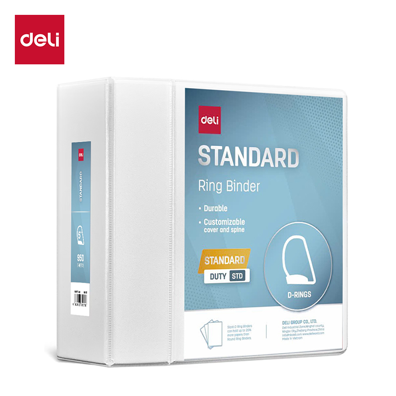 Deli Bulk View 3 Ring Binder, 5" D Rings, White